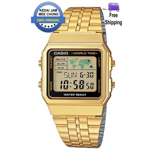 [Unisex] 100% ORIGINAL CASIO A500WGA-1DF Yellow Dial,World Time,World ...