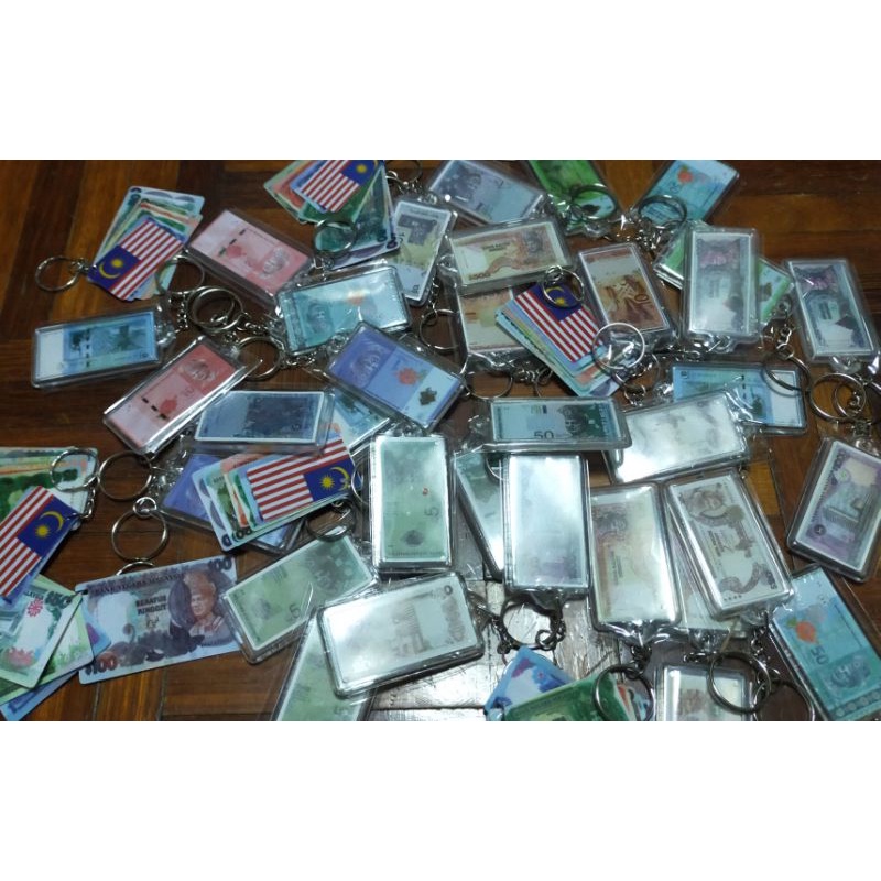 Keychain banknote money Duit Malaysia RM1 RM2 RM5 RM10 RM20 RM50 RM100 ...