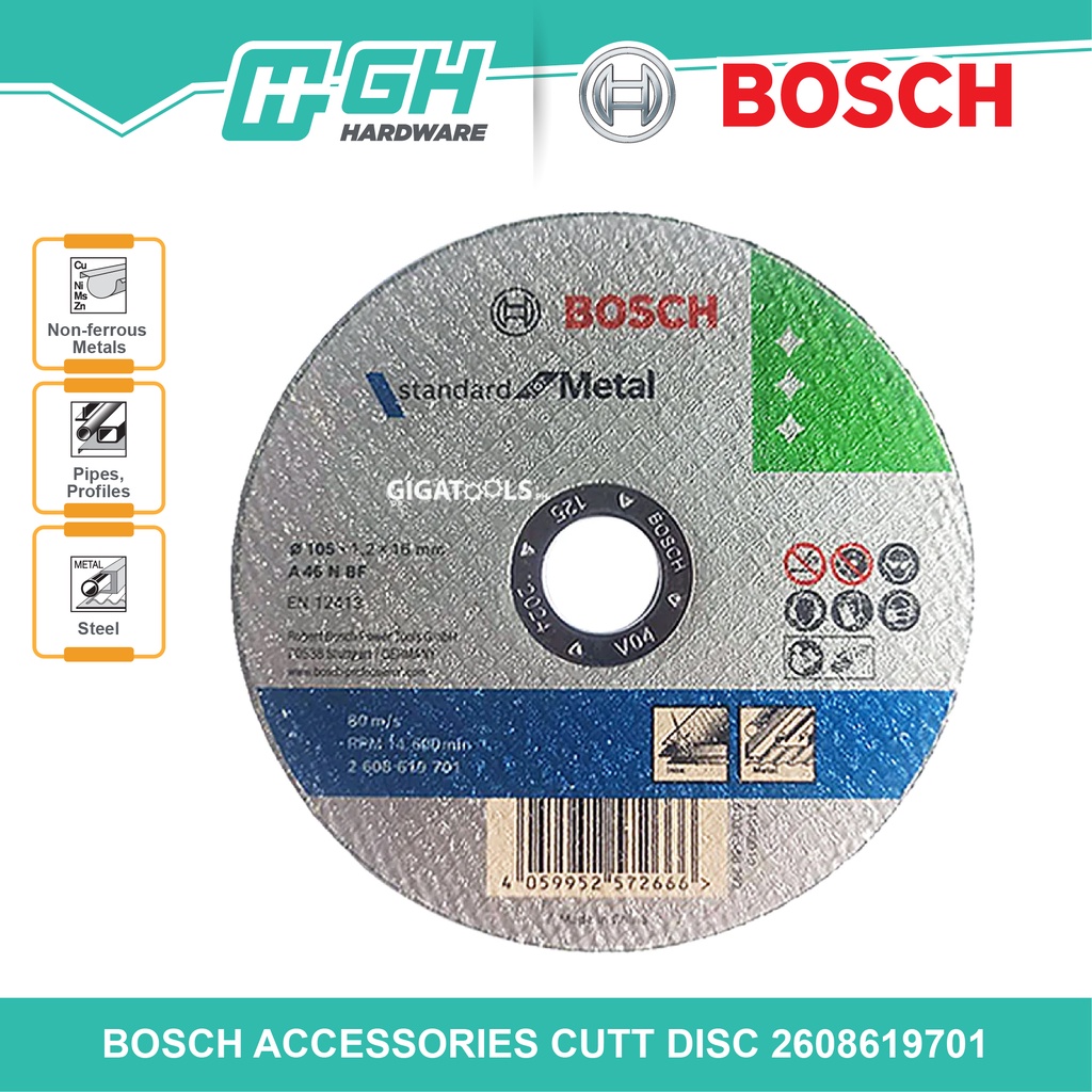 [ GH HARDWARE ] BOSCH 4" Metal Cutting Disc 105mm x 1.2mm x 16mm ...
