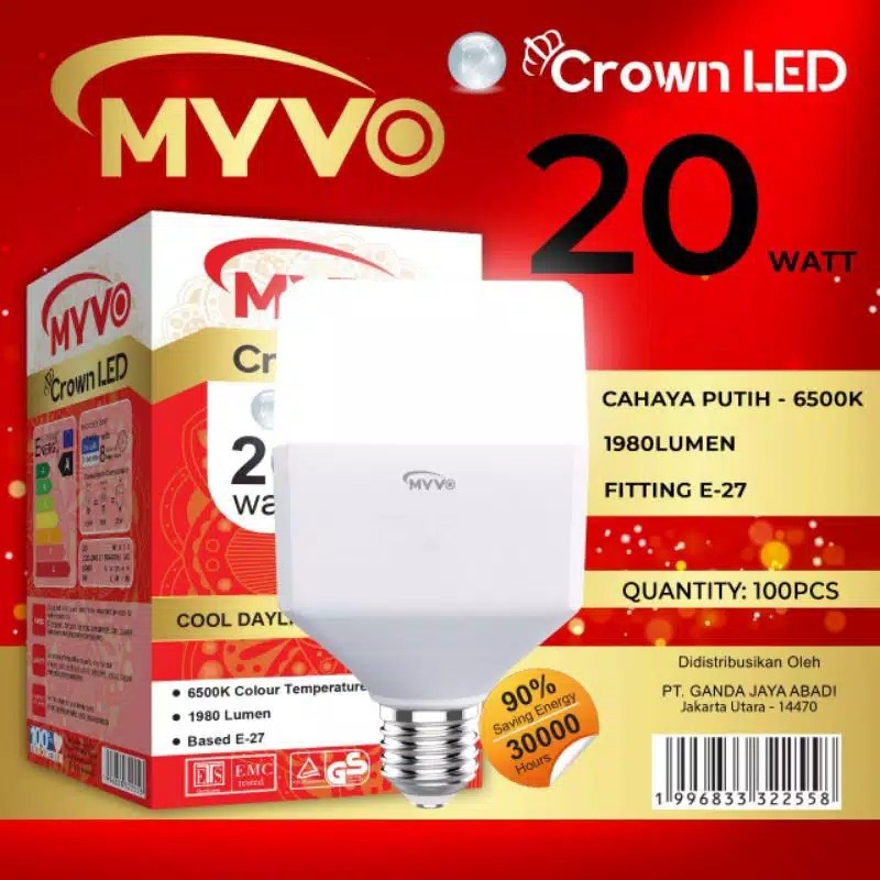Myvo CROWN 20W 20 Watt Super Bright LED Light Bulb 1 YEAR WARRANTY ...