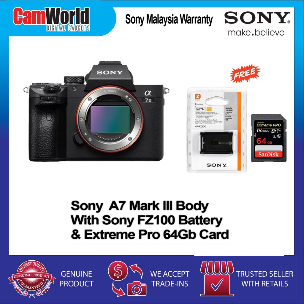 Sony A7 III / A7 Mark III ( BODY ) With Battery & Memory Card | Shopee ...