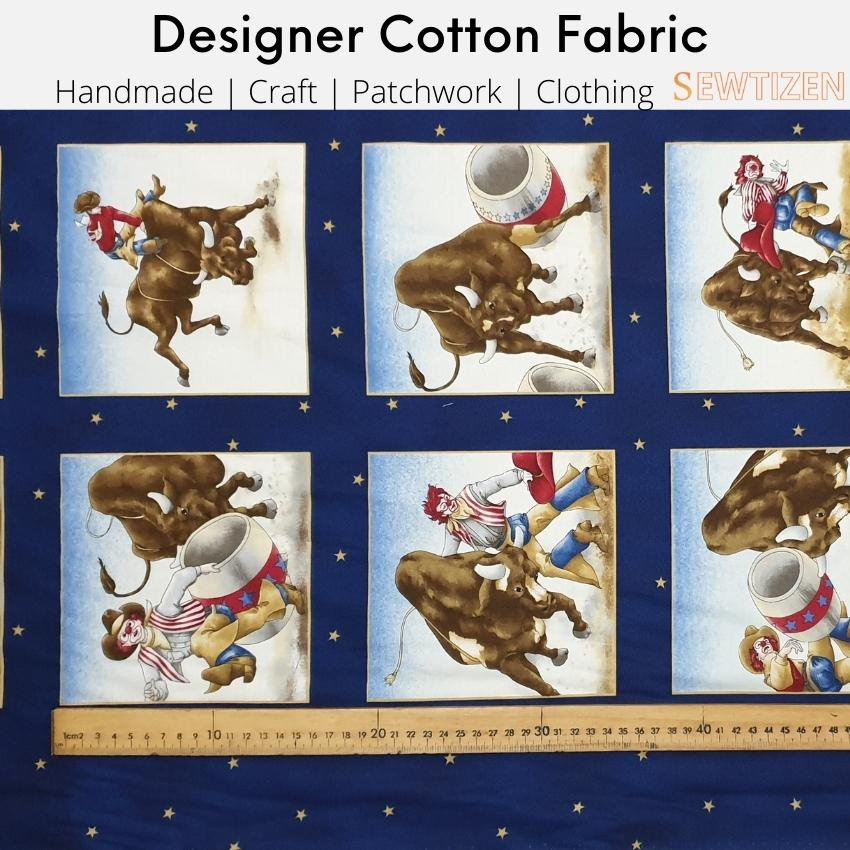 60x110cm Medium Weight Quilt Cotton Panel Fabric Bull Design-Sewtizen ...