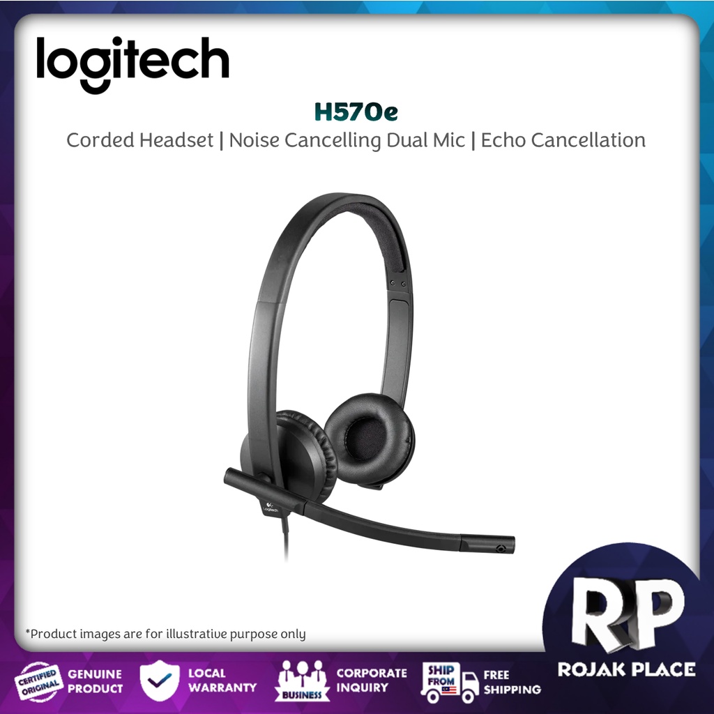 Logitech H570e USB Corded Professional HD Stereo Wired Headset Noise ...