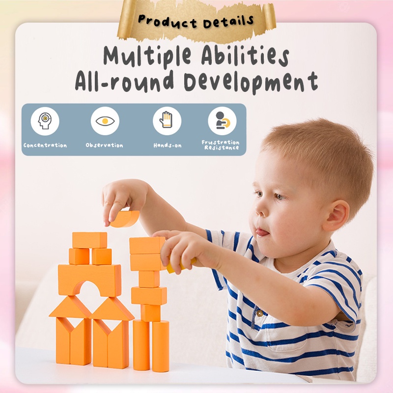 [Little B House] Creative Wooden Balance Building Blocks Construction ...