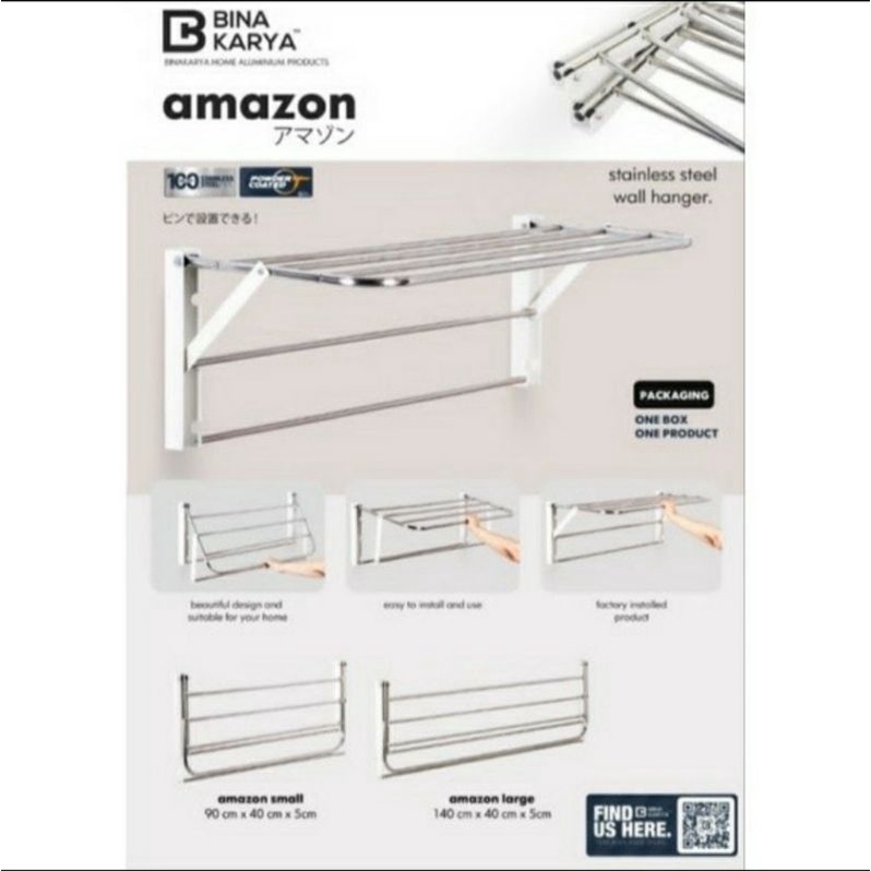 Amazon Bina Karya Wall Clothesline Stainless Steel Wall Clothesline ...