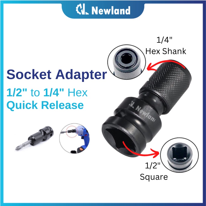 1/2" to 1/4" Hex Shank Adapter / Socket Adapter Quick Release / Impact ...