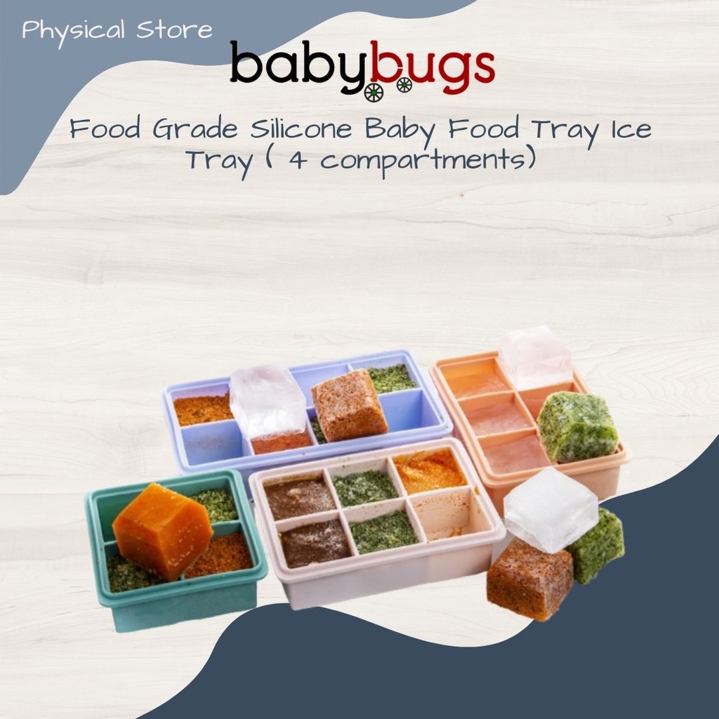 Bugs Food Grade Silicone Baby Food Tray Ice Tray (4 compartments ...