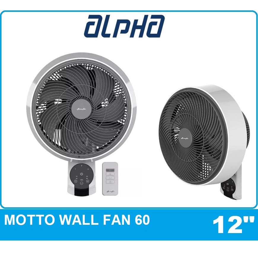 Alpha Motto Alpha Wall Fan 12" Inch - 3 Speeds With Remote Control WF60 ...