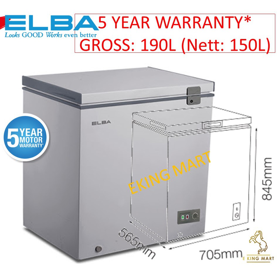 ELBA 190L Chest Freezer Artico EF-E1915(GR) / TOSHIBA Freezer 198L CR ...