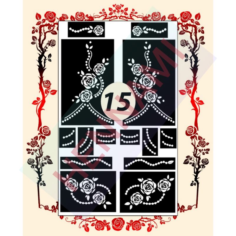 Sticker Henna Mehndi Stencil Untuk Pengantin Nikah Tunang Stiker Inai ...