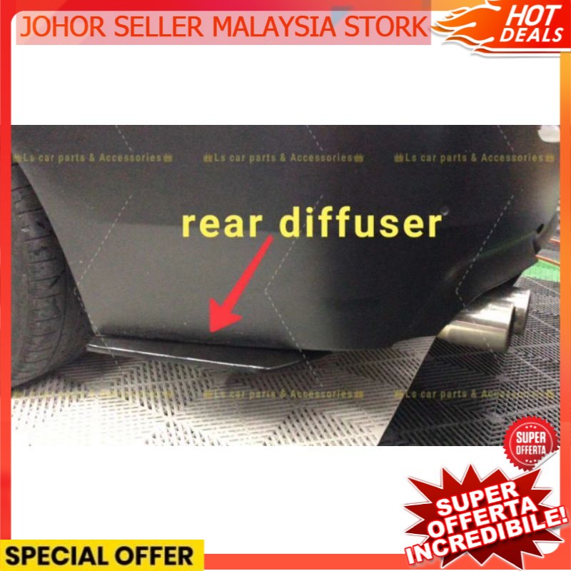 Car Universal Front Bumper Diffuser Lip Wrap Angle Splitters Black Rear ...