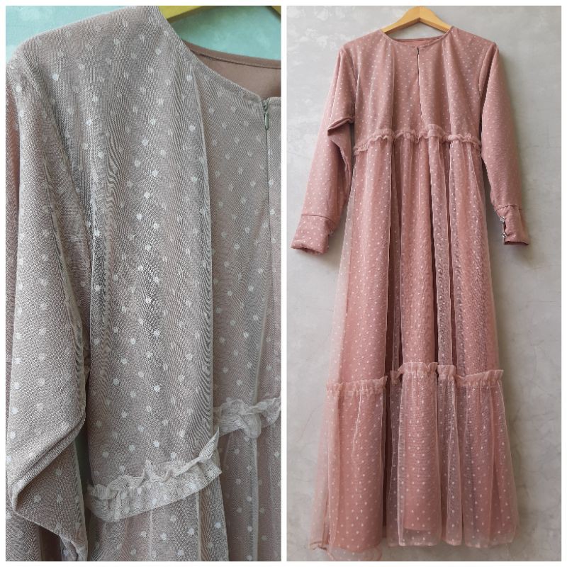Gamis sparkle Raya Tule tulle Gamis Dot | Shopee Malaysia