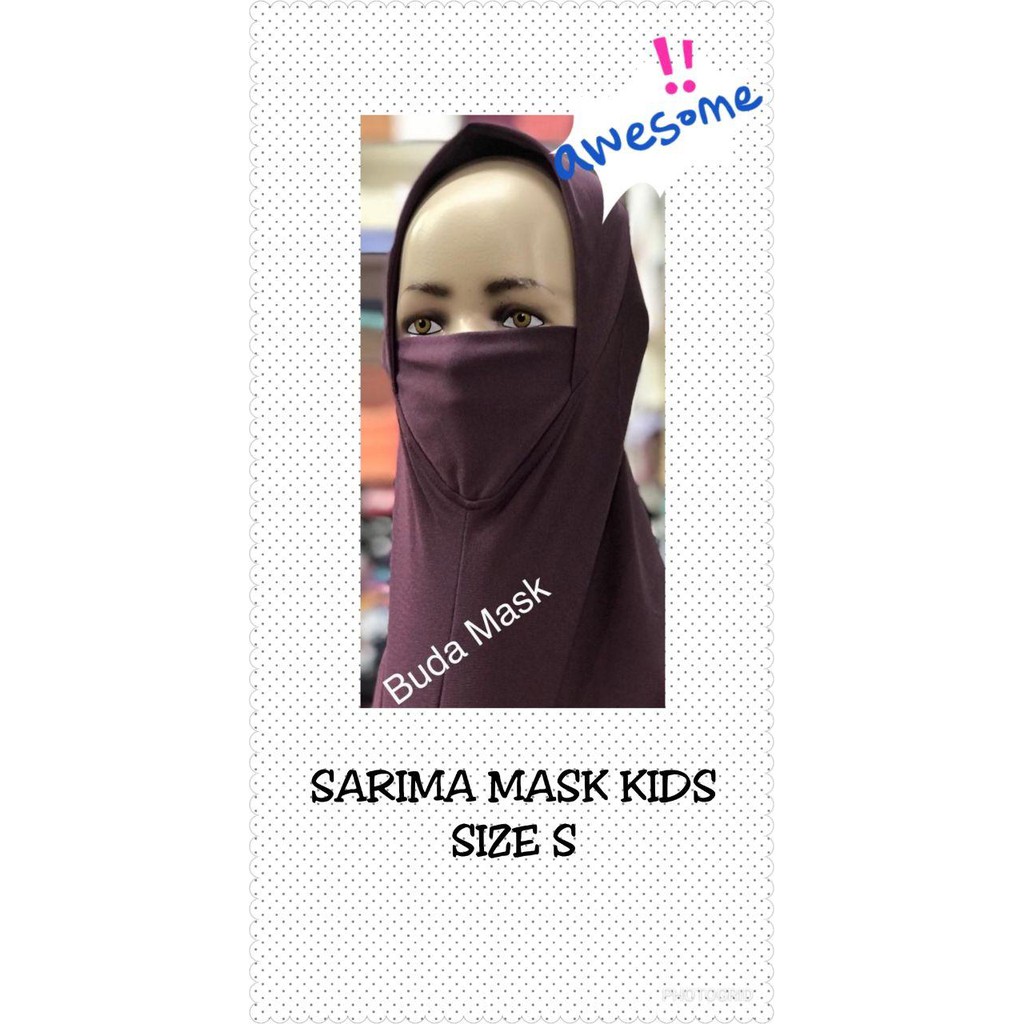 [LOCAL READY STOCK]SARIMA MASK KIDS / BUDAK Material korean mosscrepe SIZE S TUDUNG NIQAB ...