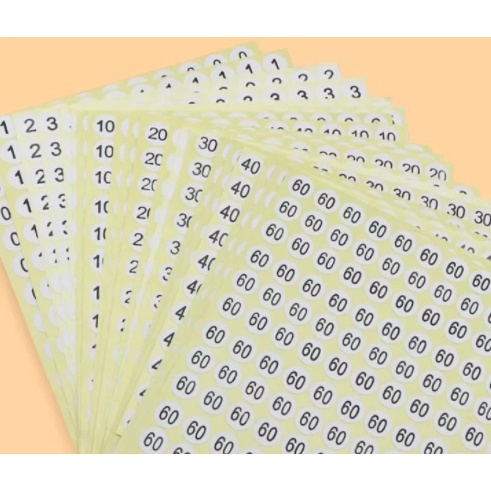Adhesive Printed Sticker Nombor 30 35 No. 40 45 50 Till 60 Numbered ...