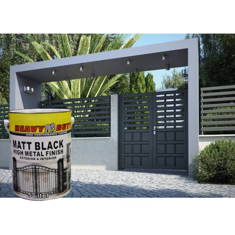 5L ( MATT BLACK ) HEAVY DUTY Brand Metal Paint Matt Black Cat Besi ...