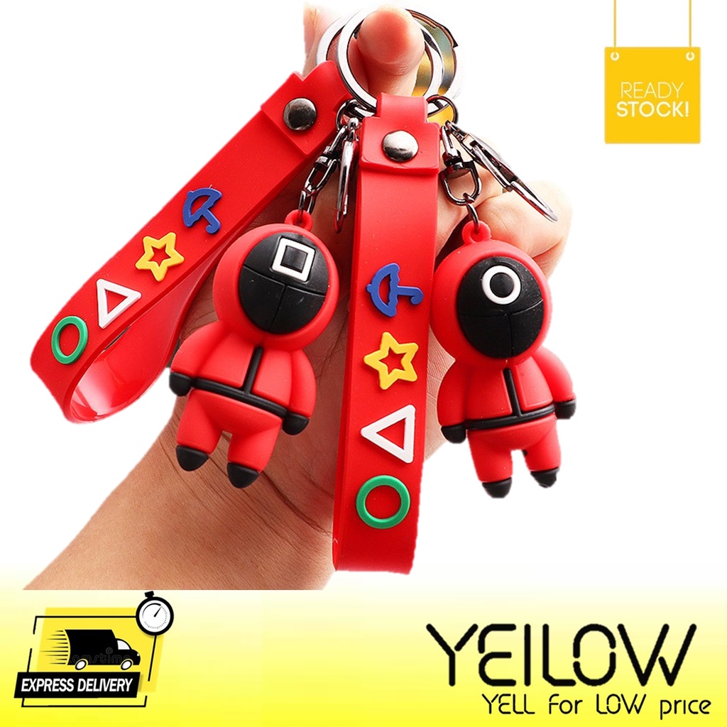 KEYCHAIN 3D SOFT SQUID GAMER PVC SOFT RUBBER KEYCHAINS CUTE CARTOON ...