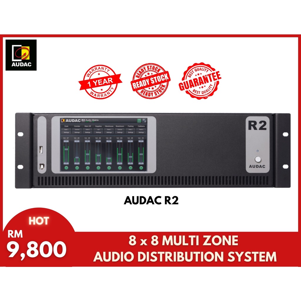 AUDAC R2 8 x 8 multi-zone audio distribution system with Touch screen ...