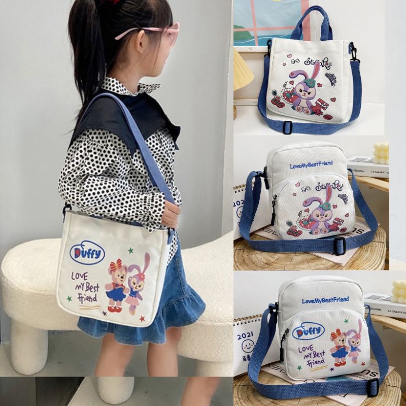 casual canvas square cute bag kids girl handbag beg travel kanak2 beg ...