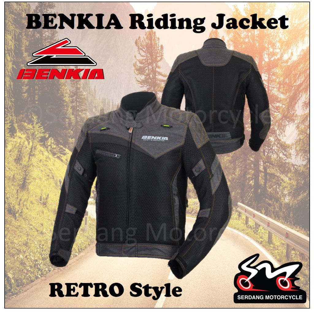 BENKIA JS11 Riding Jacket Retro Style Motorcycle Bike Breathable Safety ...