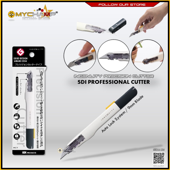 SDI Ingenuity Precision Utility knife Cutters 9mm 30 dg / White 0443C / Black 0443C-K / Pink ...
