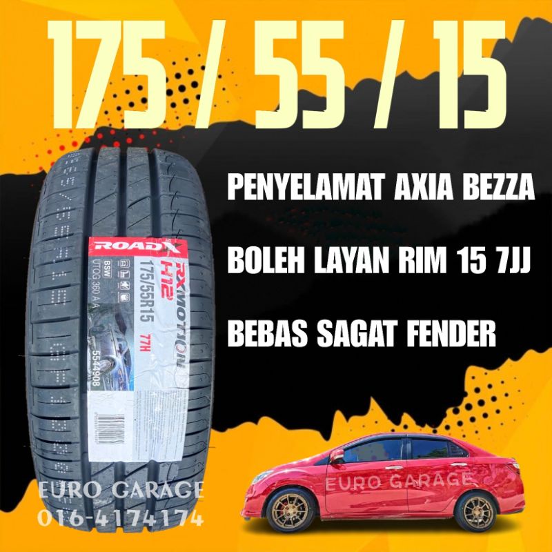 RoadX (2024) TYRE TIRE TAYAR 175 55 15 RIM 15 AXIA BEZZA PERODUA 175/55 ...
