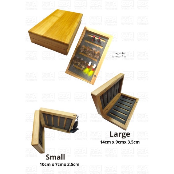 Traditional Bamboo fly box/fishing box/ 2 sided slit foam case | Shopee ...