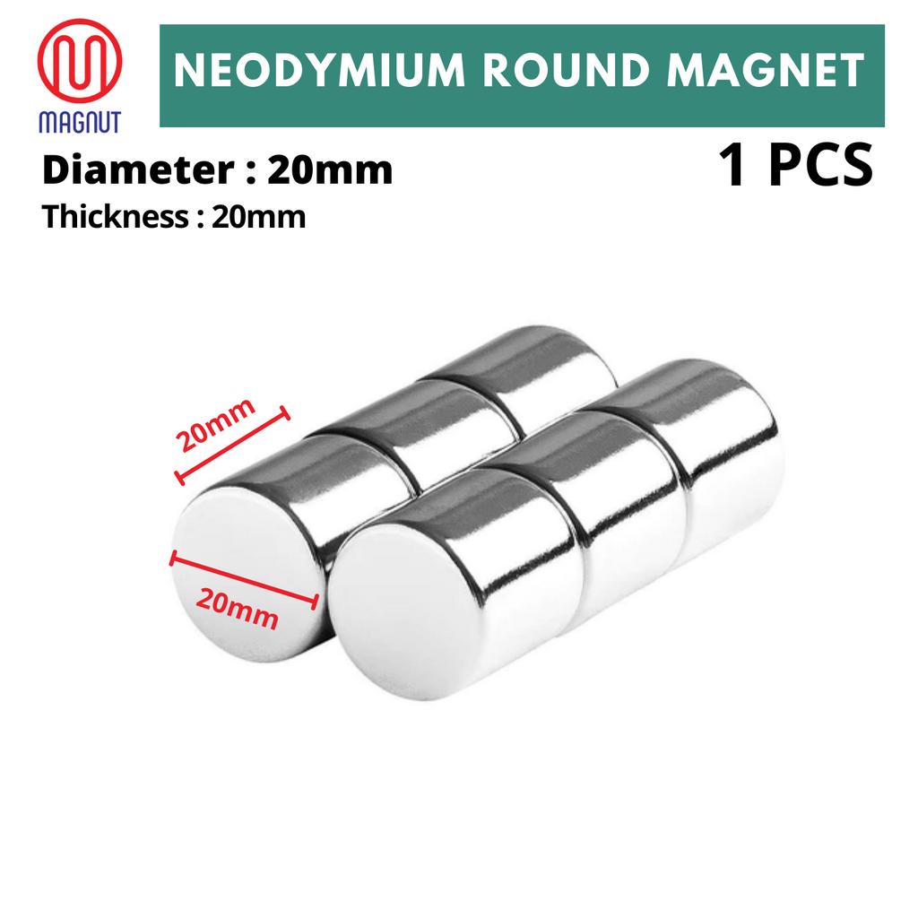 1pcs - 20mm x 20mm Rare Earth Neodymium Jumbo Round Magnet | Shopee ...