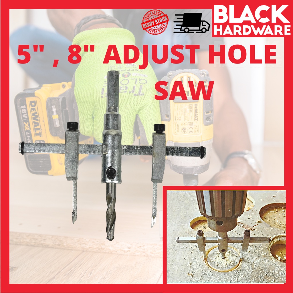 Black Hardware Adjustable Metal Wood Circle Hole Saw Drill Bit Cutter ...