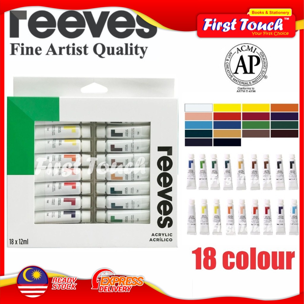 REEVES Artist Acrylic Colour Paint Set 18 colours / 12ml | Shopee Malaysia