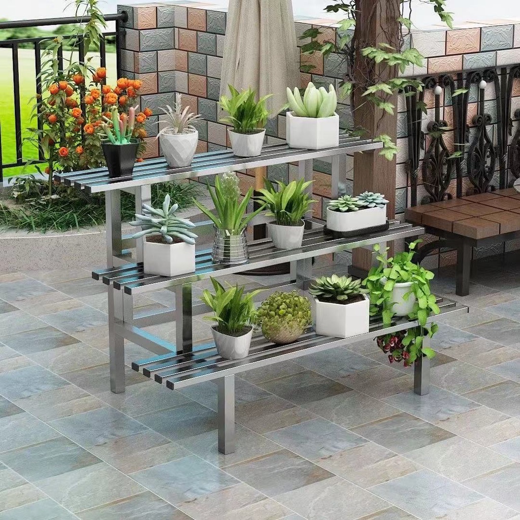 Stainless Steel Flower Stand Plant Rack Rak Bunga Bertingkat Flower ...