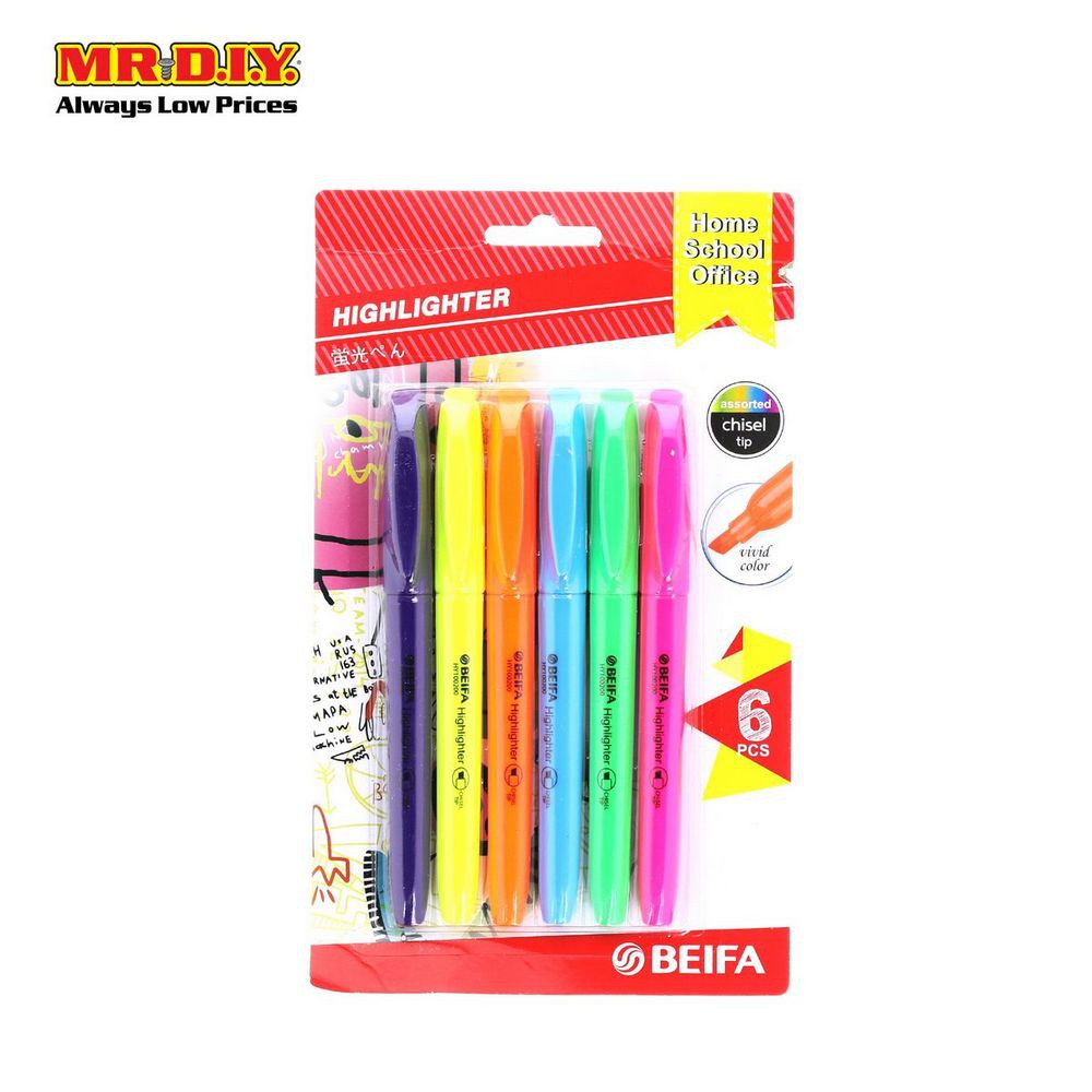 (MR.DIY) Beifa Highlighter (6Pcs) | Shopee Malaysia