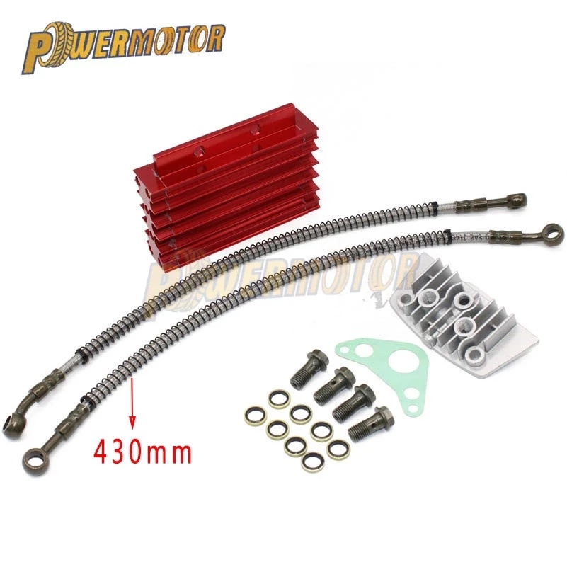 CNC Motorcycle Oil Cooler Radiator Kit Aluminum Alloy Engine Cylinder ...