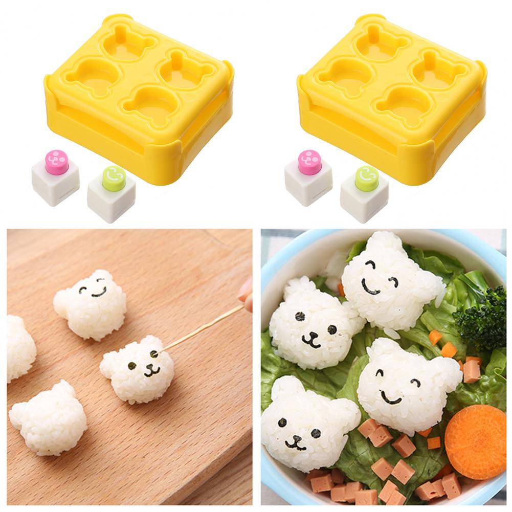 3pcs/set Mini Rice Ball Mold with Nori Cutter Cute Bear Shaped Onigiri ...