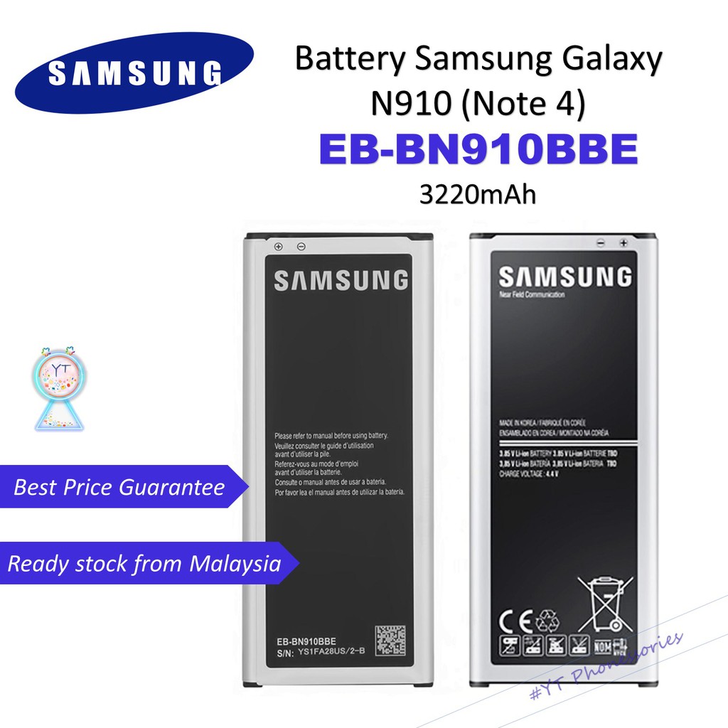 Original Battery For Samsung Galaxy N910 Note 4 Eb Bn910bbe 3220mah