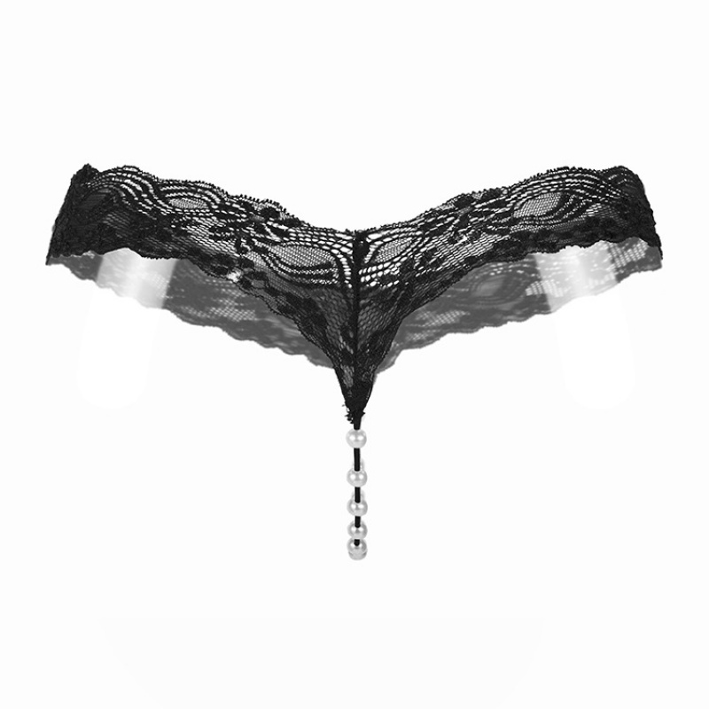 Womens Panties Sexy Hollow Thongs Low Waist Lace Panties Sexy Pearl