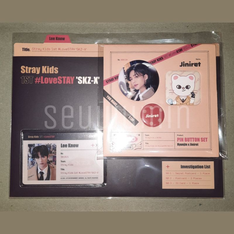 Postcard & ID Card File Set Lee Know + Pin Button Set Hyunjin Stray ...