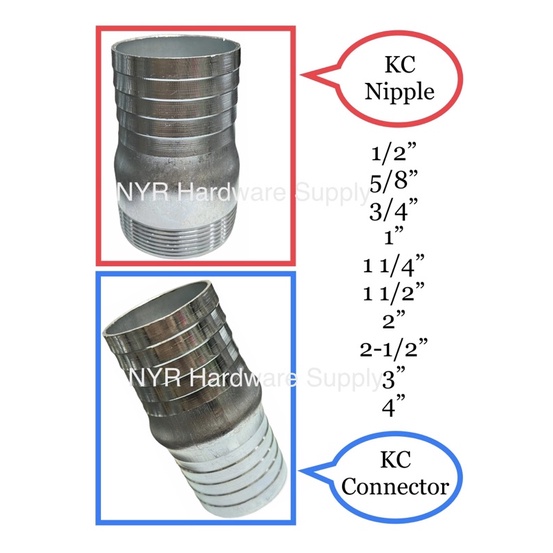 Galvanized Iron KC Nipple & KC Connector 1/2” 5/8” 3/4” 1” 1 1/4” 1 1/2 ...