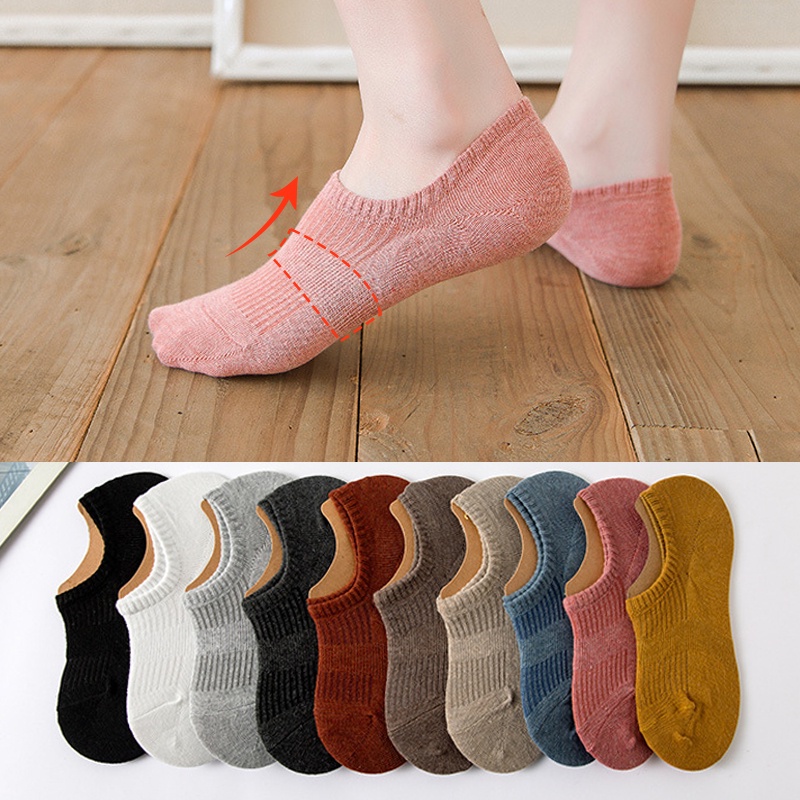 Cotton Lady's Boat Socks Thin Women Solid Color Low-top Socks Black ...