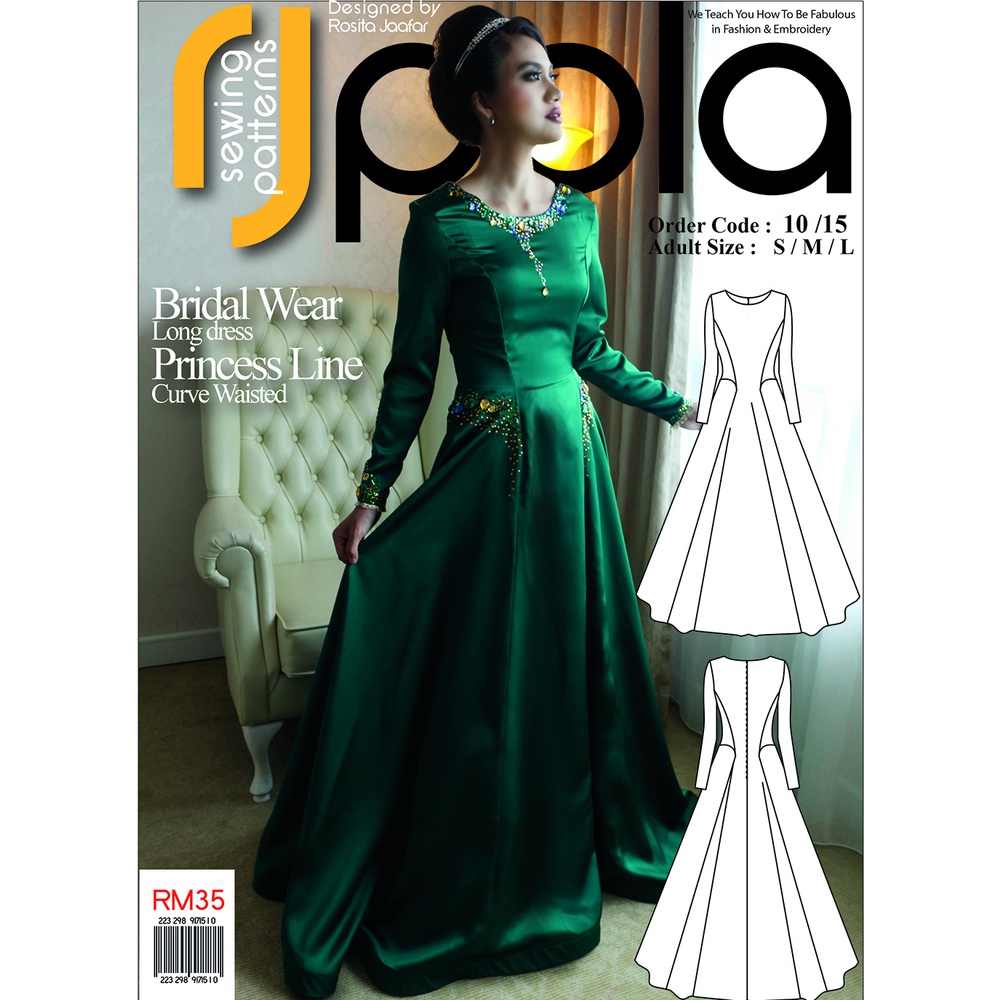 pola pakaian Baju Pengantin BRIDAL CURVE WAISTED 10 RJPOLA rosita ...
