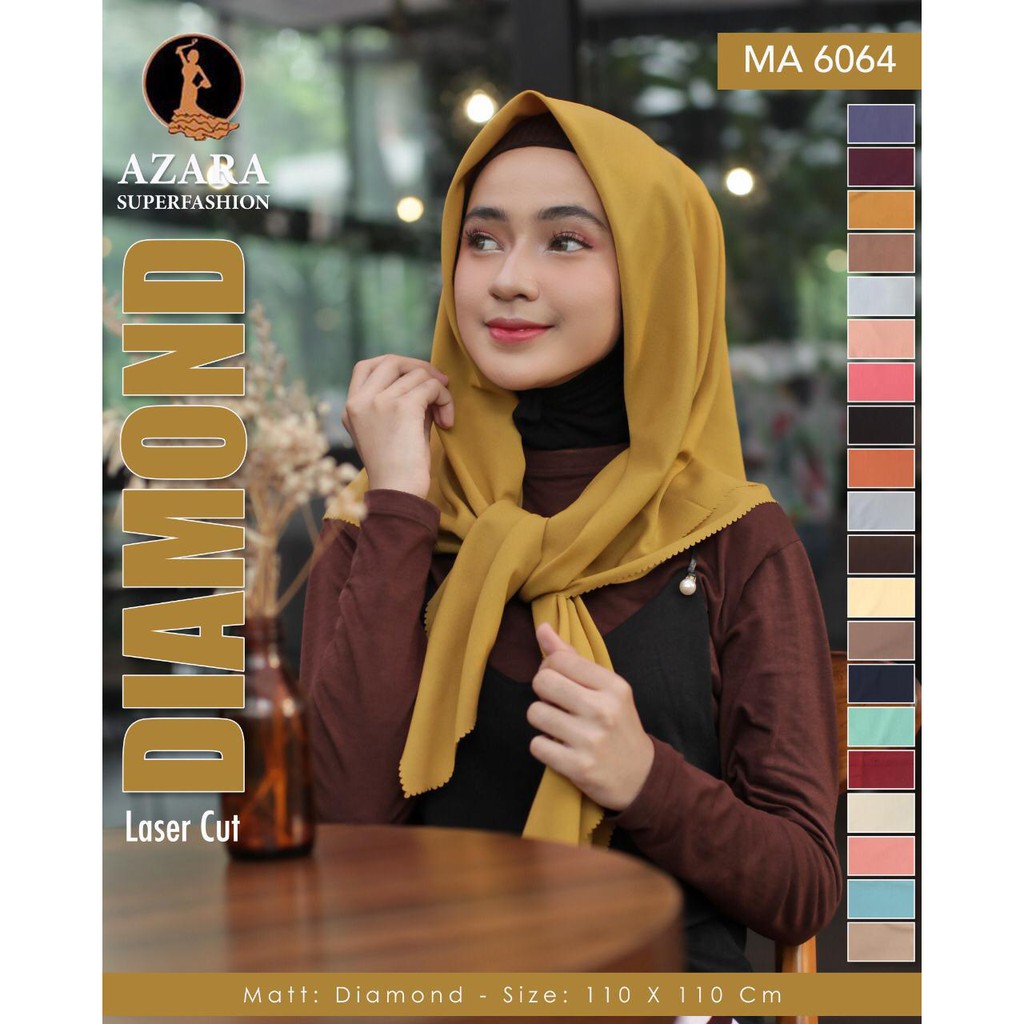 Diamond ORI Azara 110x110cm Rectangular Hijab Laser Cut Plain Hijab ...