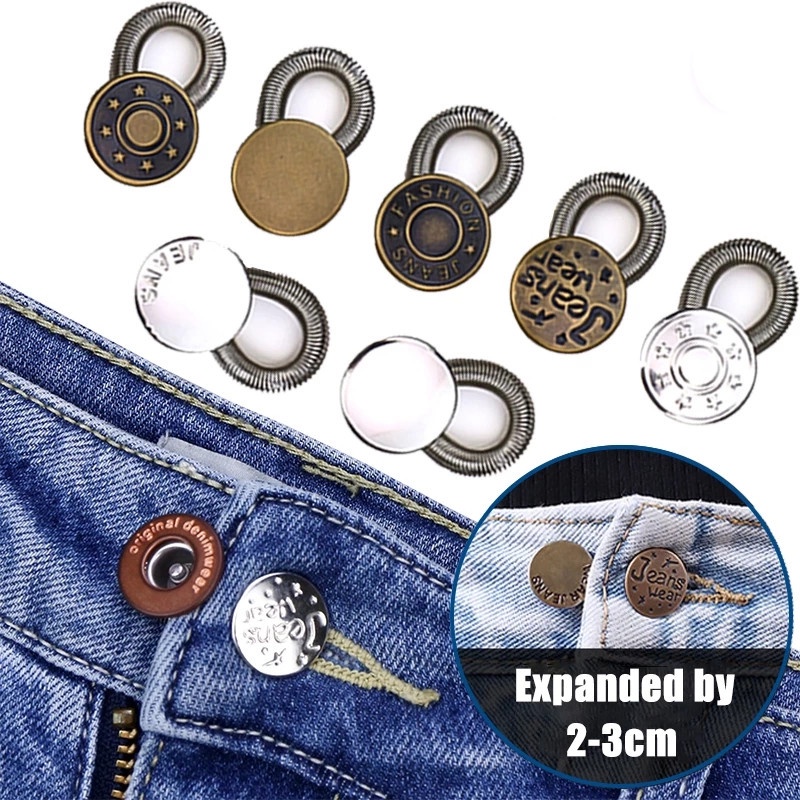 Portable Spring Metal Button Extender for Jeans Magic Scalable Free ...