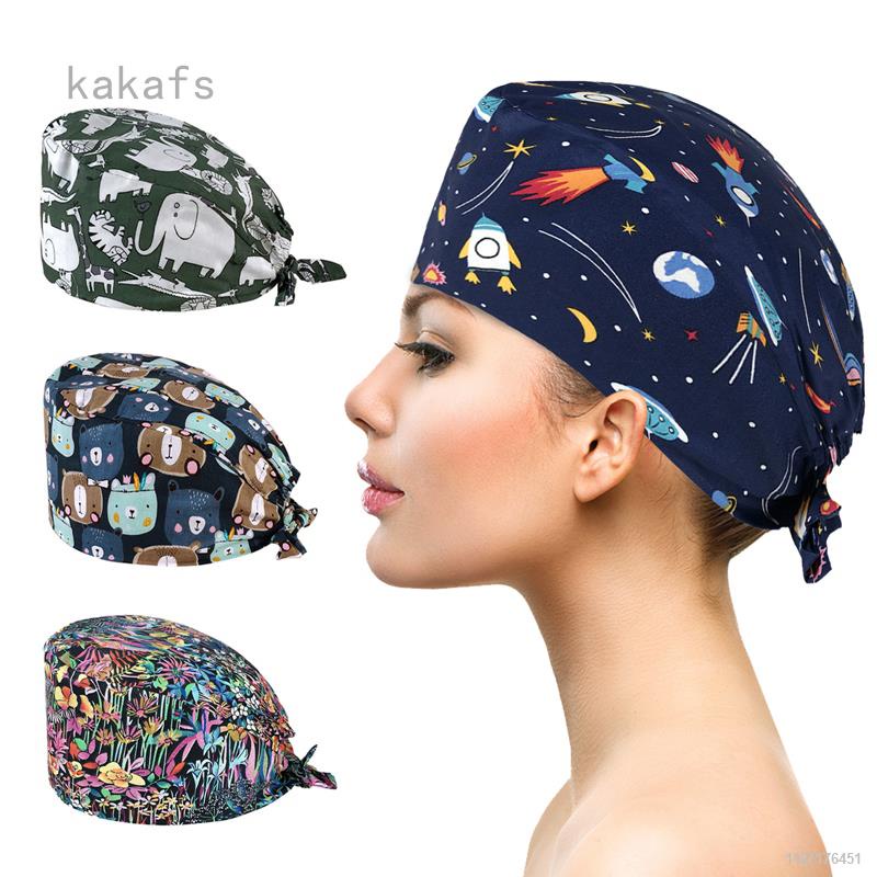 Surgical Scrub Cap Doctor Nurse Bouffant Hat Adjustable Head Cover with ...