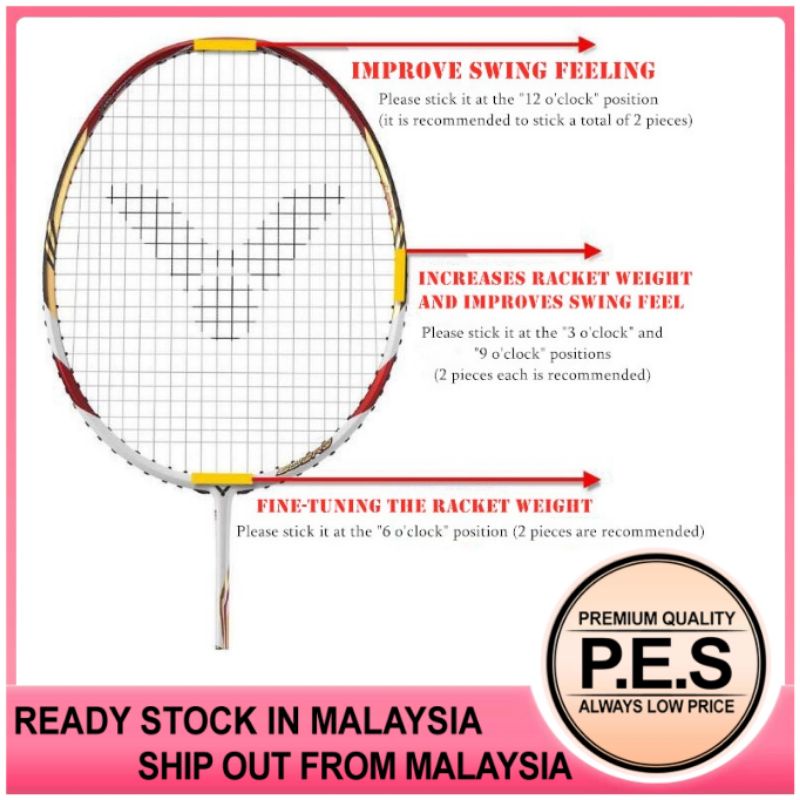 【PES】Badminton Racket Weight Balance Strips 0. 5g with H-shape Design ...