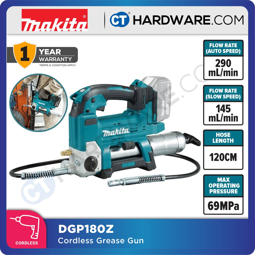 MAKITA DGP180RT / DGP180Z 18V CORDLESS GREASE GUN 69 MPa | 120 cm (47-1 ...