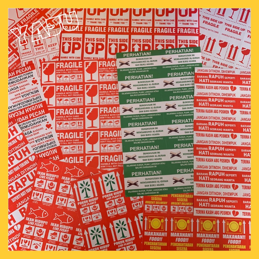 【YAJU!】12pcs Fragile Rapuh Mudah Pecah Sticker Buku Agama This Side Up ...