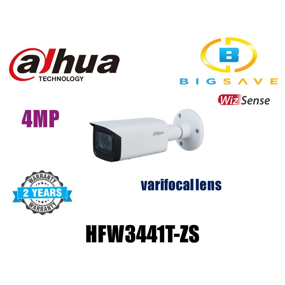 DAHUA 4MP HFW3441T-ZS IR VARI-FOCAL BULLET WIZSENSE NETWORK CAMERA (AI) (STARLIGHT)(HFW3441T-ZS ...