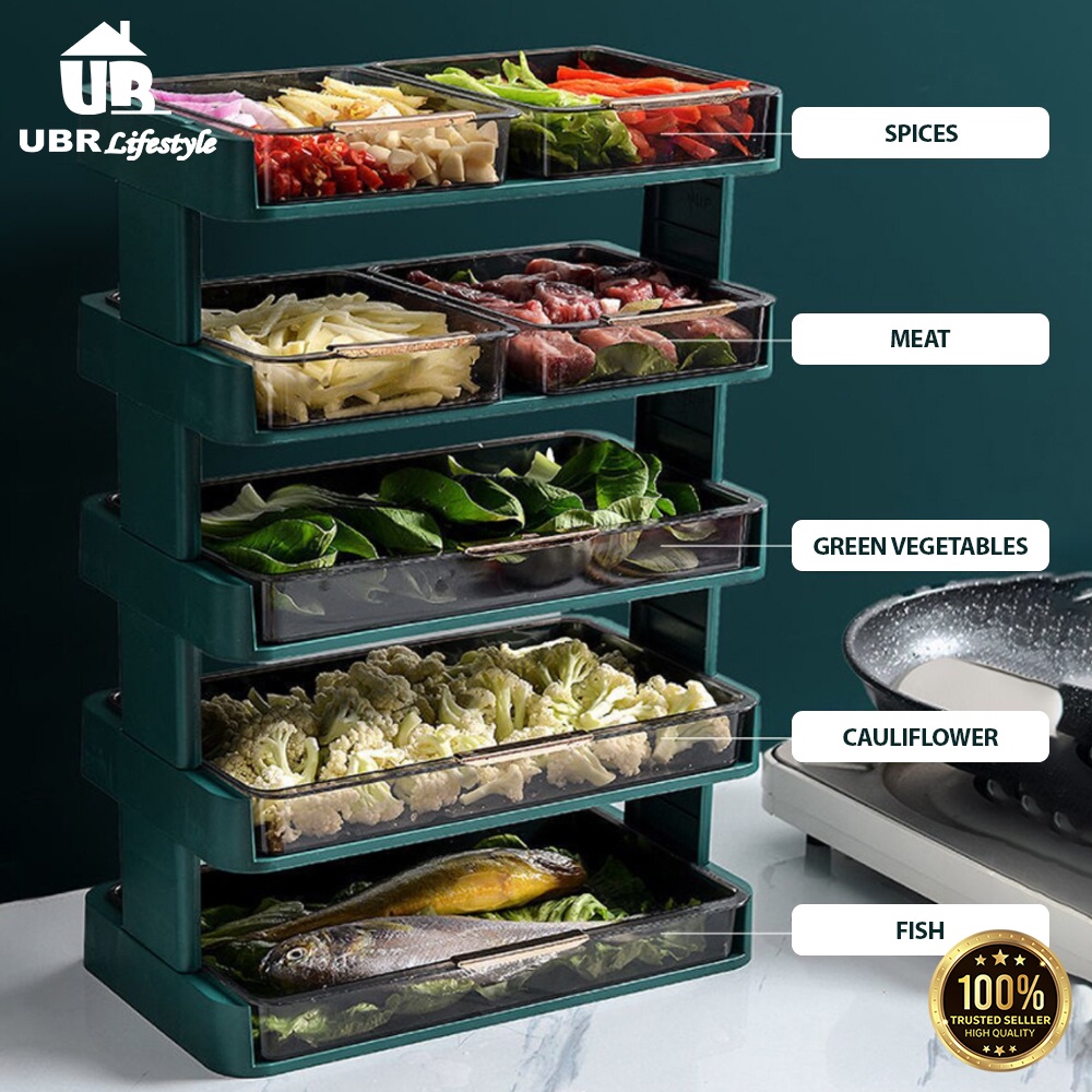 (Ready stock) 5 Tier Multifunctional Preparing Dish Plate Kitchen ...