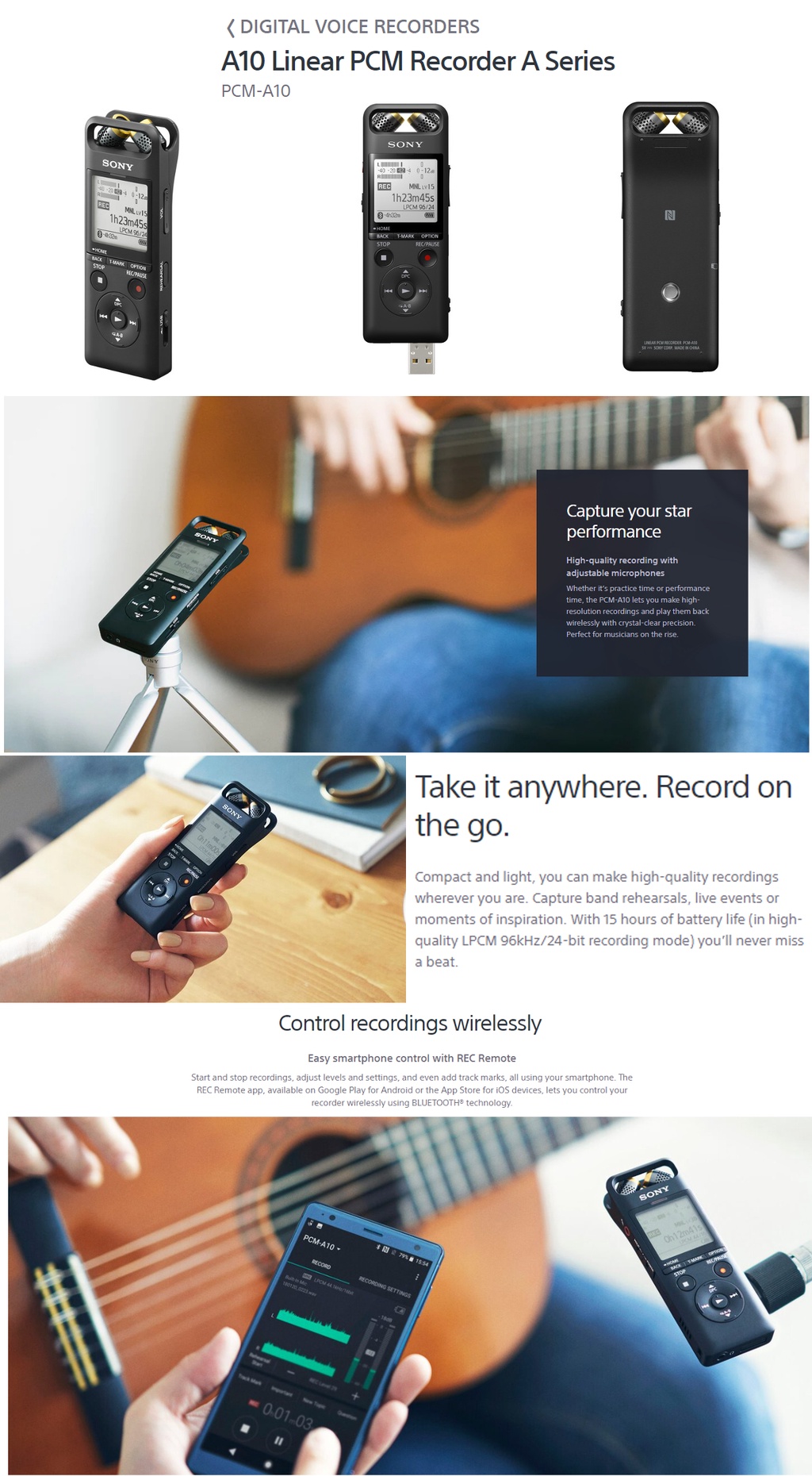 Sony PCM-A10 / A10 Linear PCM High Resolution Audio Recorder Voice ...