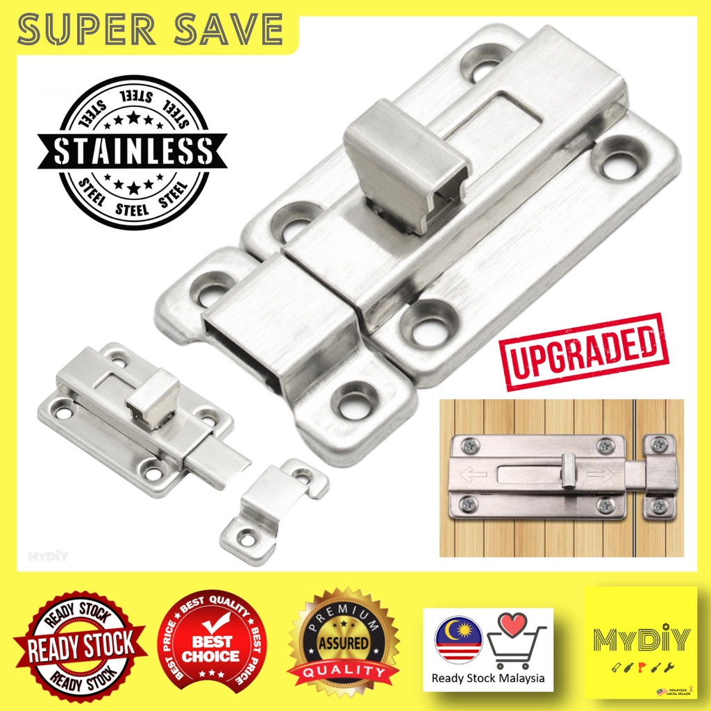【MDS】**STAINLESS STEEL** Square Bolt Slug Security Safety Door Slide ...