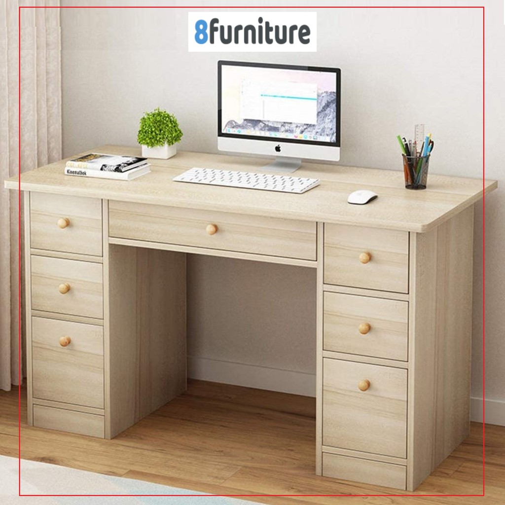 Solid Computer Table Writing Desk (120cm, 3 Colors) with Drawers [9037 ...